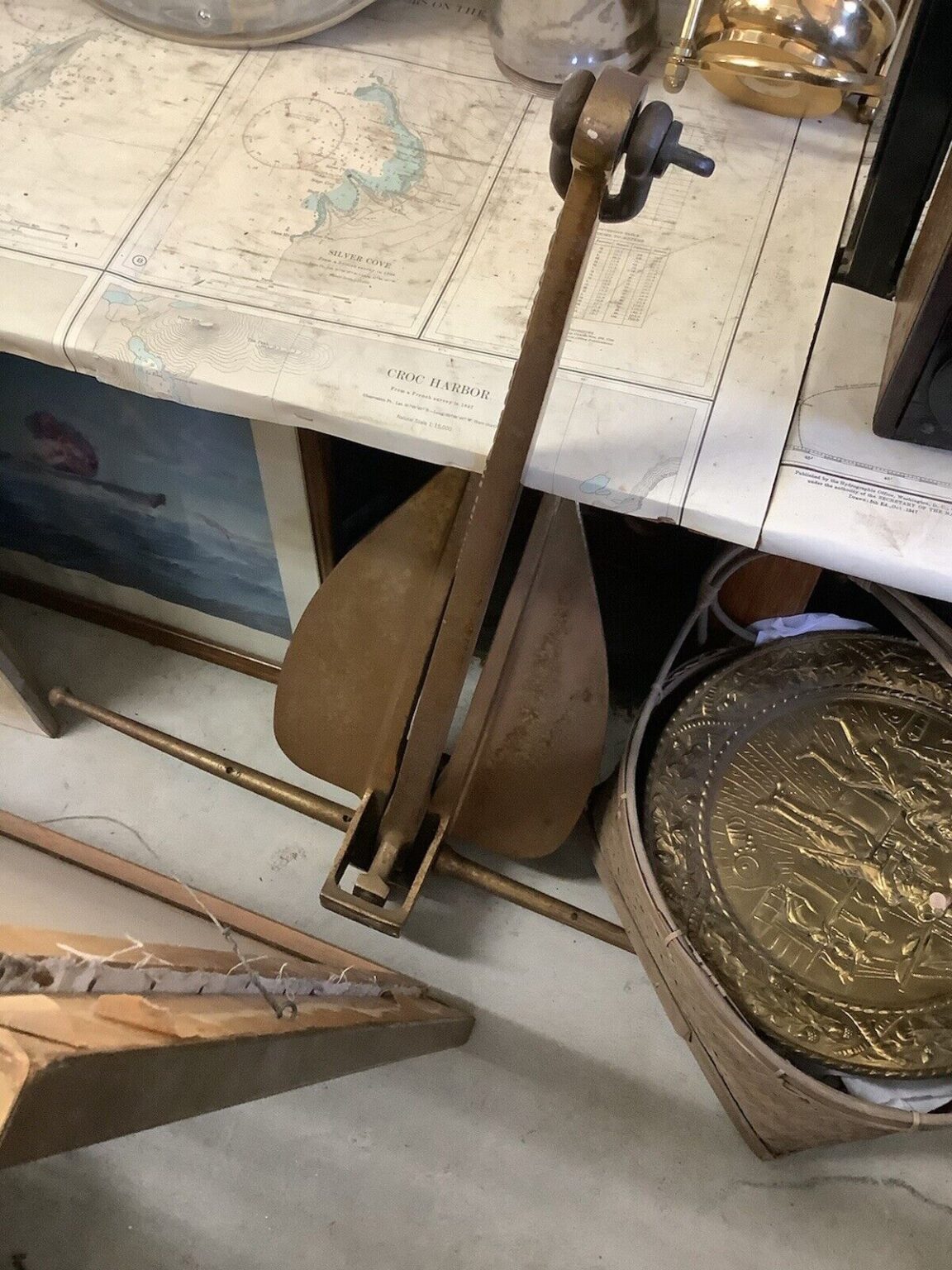 1954 U.S. Navy Minesweeper Solid Brass Anchor Fluted Danforth ...